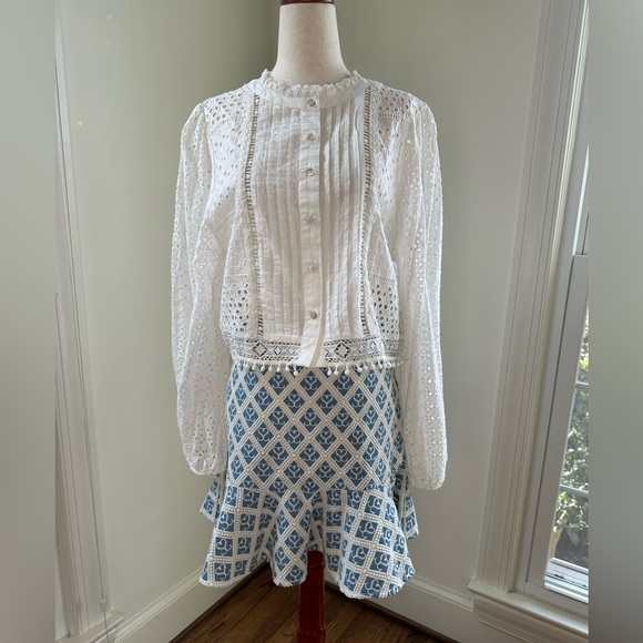 Sandro | Skirts | Sandro Nwt Mafalda Monogram Logo Denim Embroidered ...